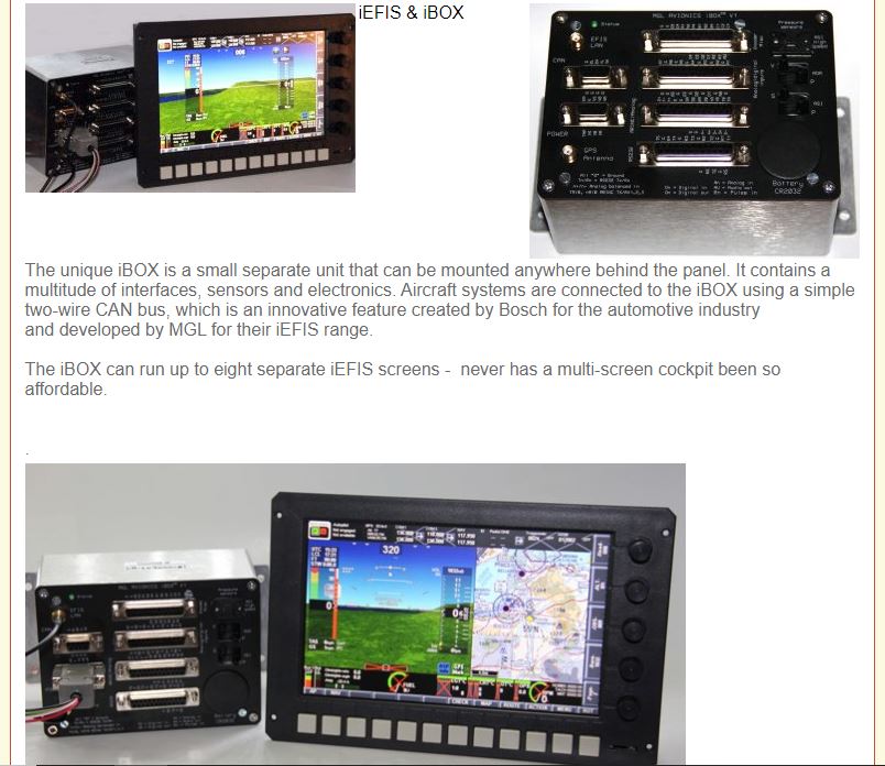 MGL Avionics iEFIS glass panel range with iBOX - MGL Avionics UK